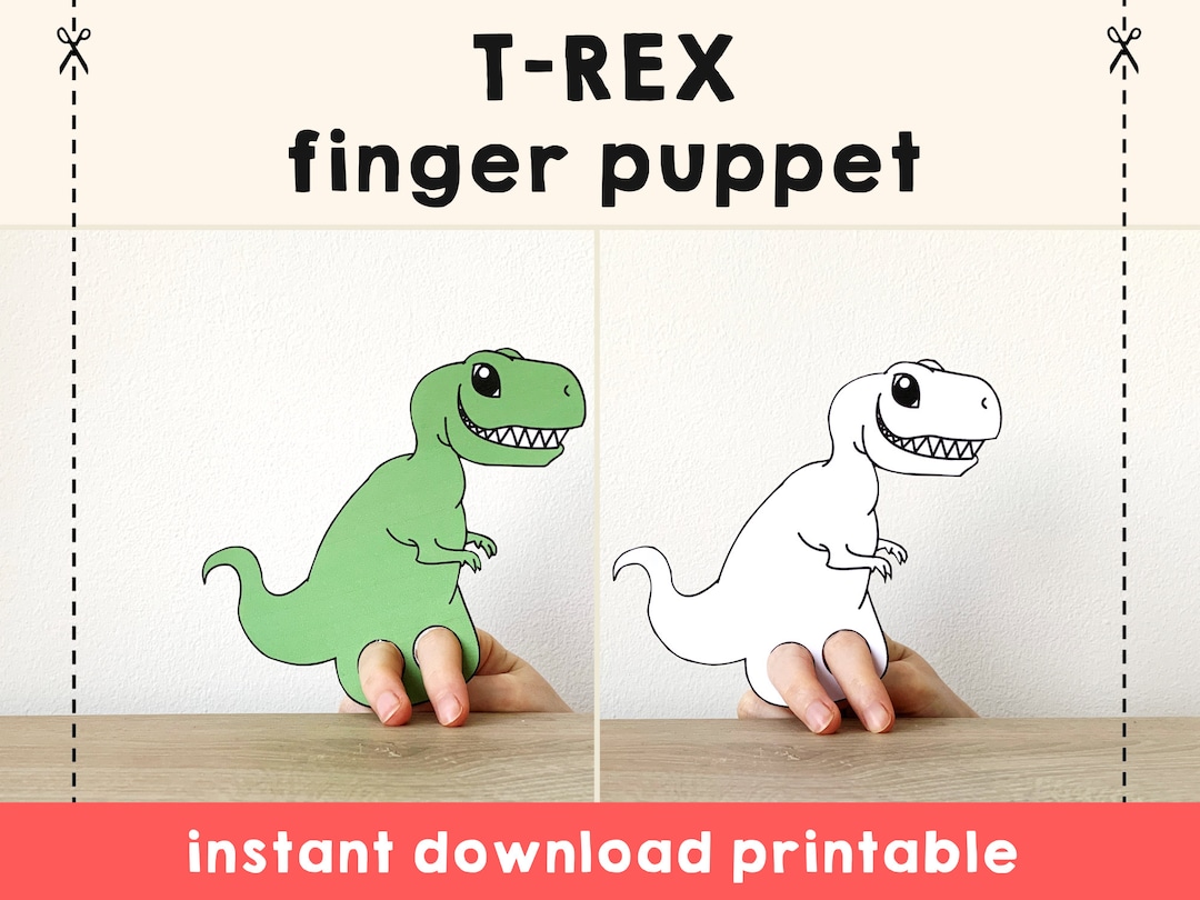 Dinosaur T-rex Paper Craft Printable Finger Puppet Kids Craft Dinosaur ...