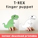 Dinosaur T-rex Paper Craft Printable Finger Puppet Kids Craft Dinosaur ...