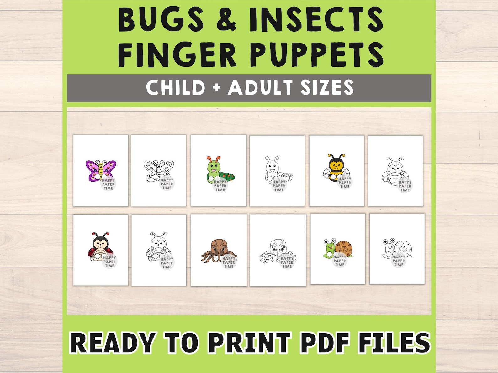 Bugs Insects Paper Craft Printable Finger Puppet Template Kids Craft ...