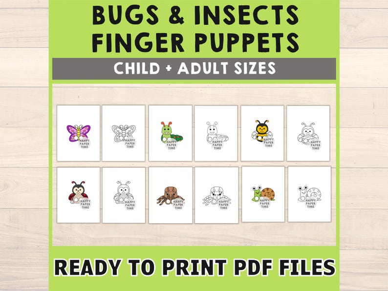 Bugs Insects Paper Craft Printable Finger Puppet Template Kids Craft ...