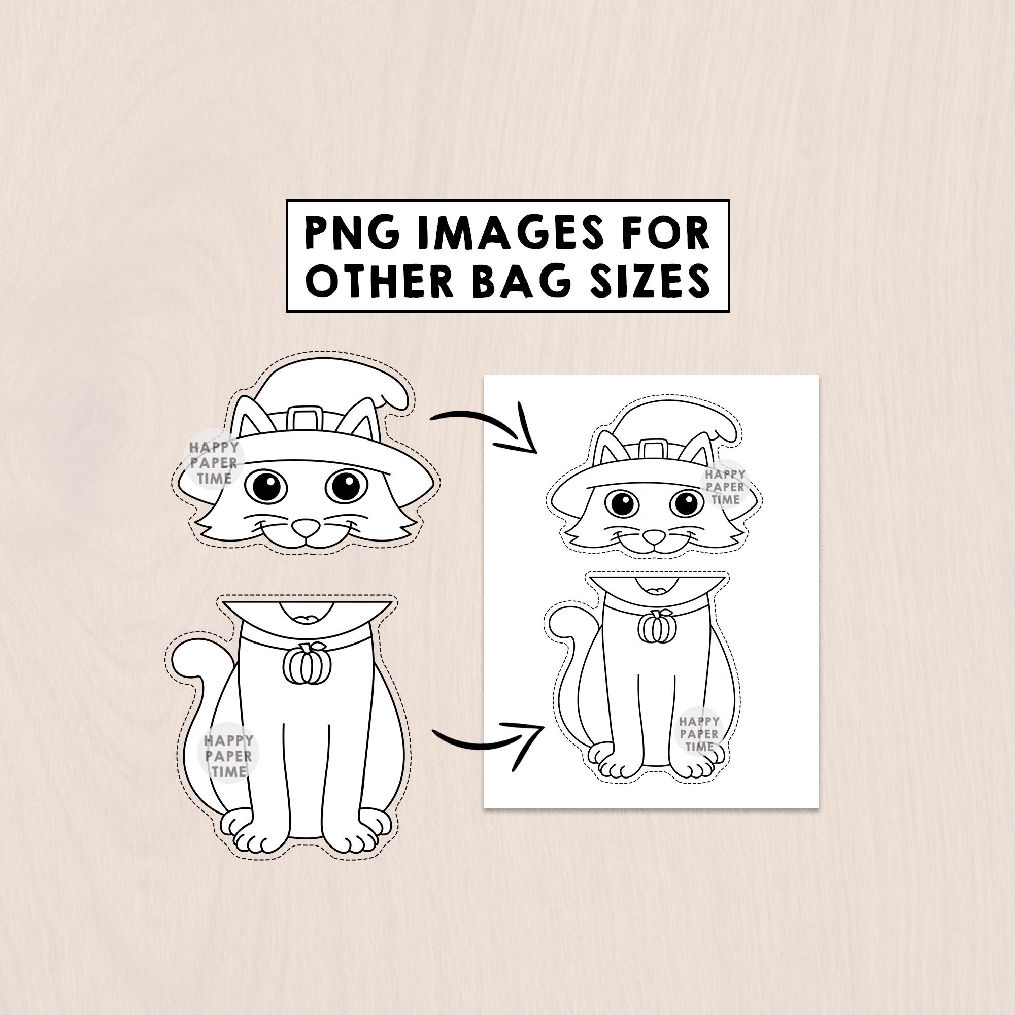 Black Cat Paper Bag Puppet Printable Halloween Craft Activity Cut Paste ...