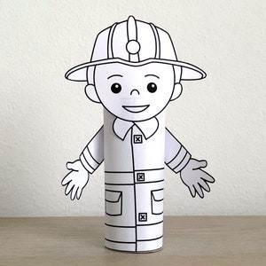 Firefighter Toilet Paper Roll Craft Fireman Party Coloring Printable ...