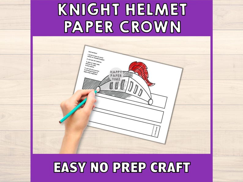 Knight Paper Helmet Crown Template Fantasy Party Headband Coloring ...