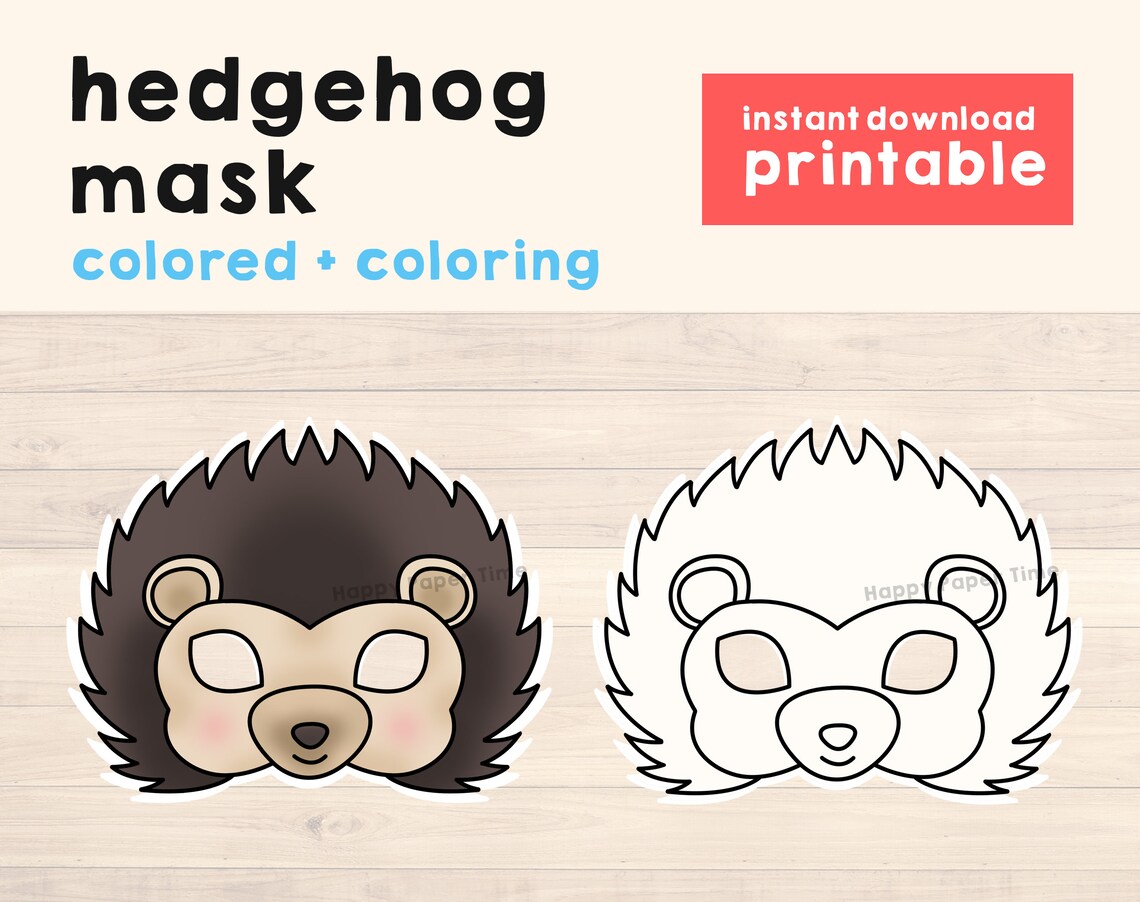 Hedgehog Mask Hedgehog Costume Animal Mask Printable Party | Etsy