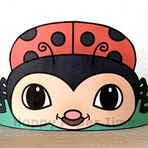 Ladybug Paper Crown Party Coloring Printable Kids Craft Insect Birthday ...