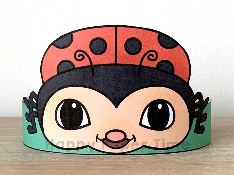Ladybug Paper Crown Party Coloring Printable Kids Craft Insect | Etsy