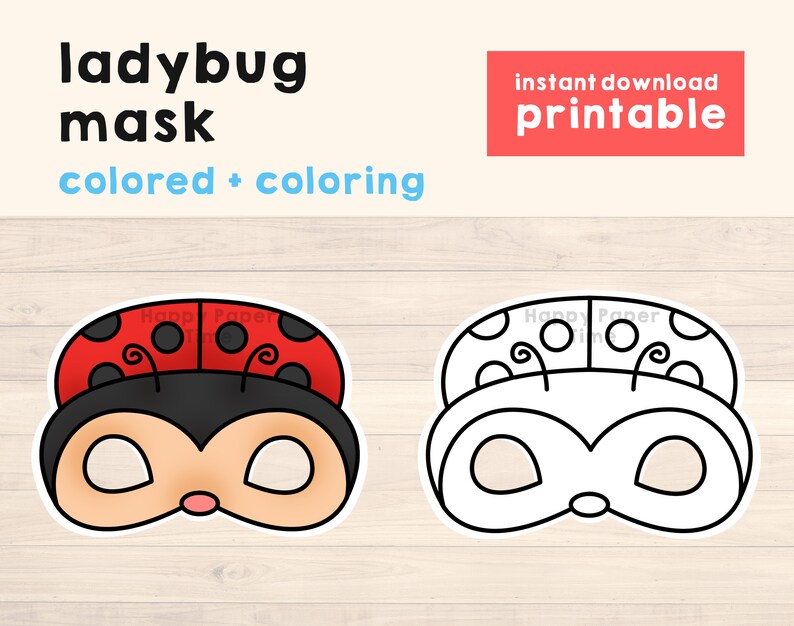 Ladybug Mask Costume Animal Mask Printable Party Favor Insect | Etsy