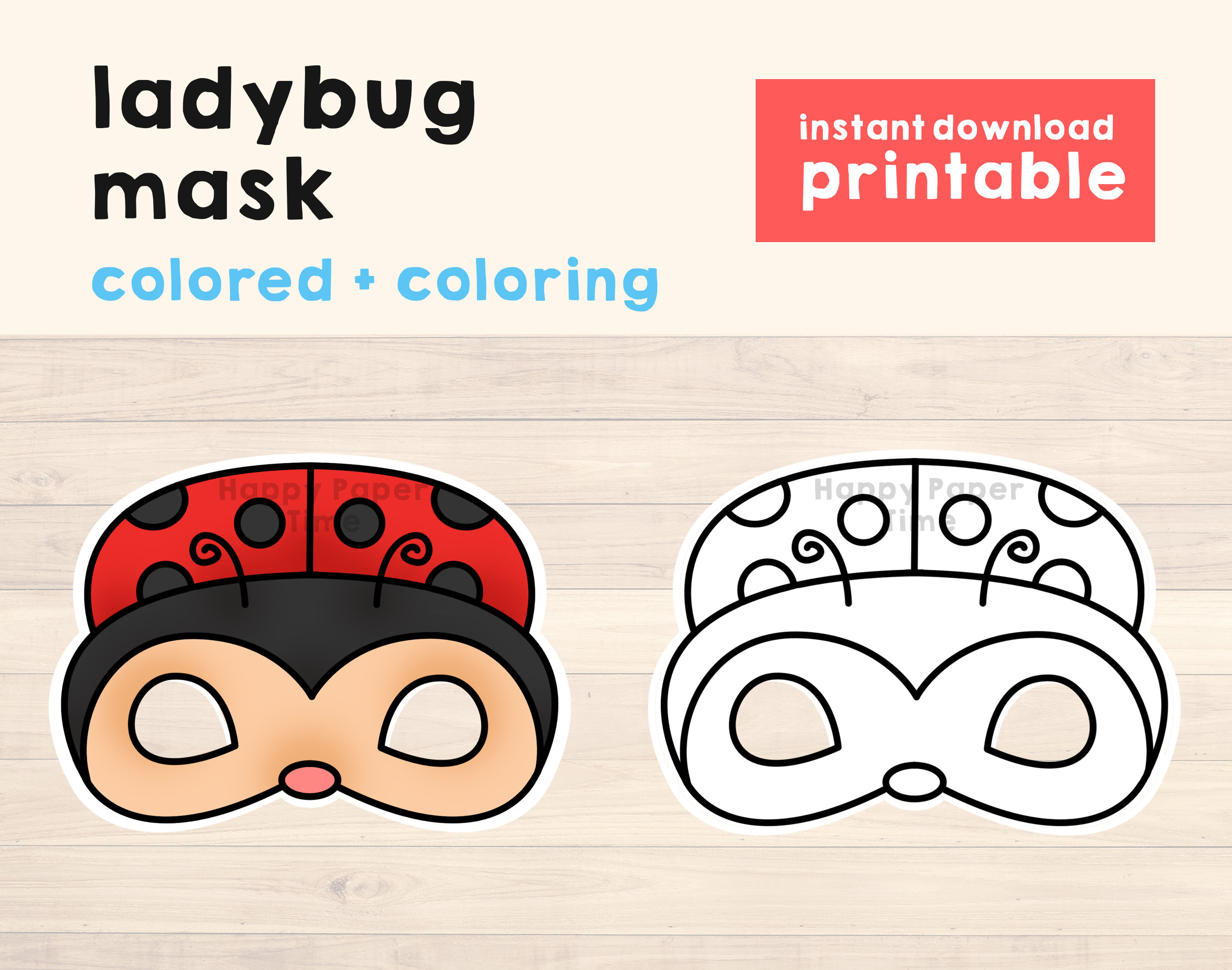 Ladybug Mask Costume Animal Mask Printable Party Favor Insect | Etsy