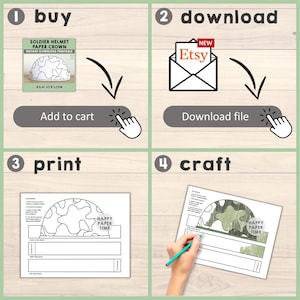 Soldier Helmet Paper Crown Headband Military Army Veteran Day Coloring ...