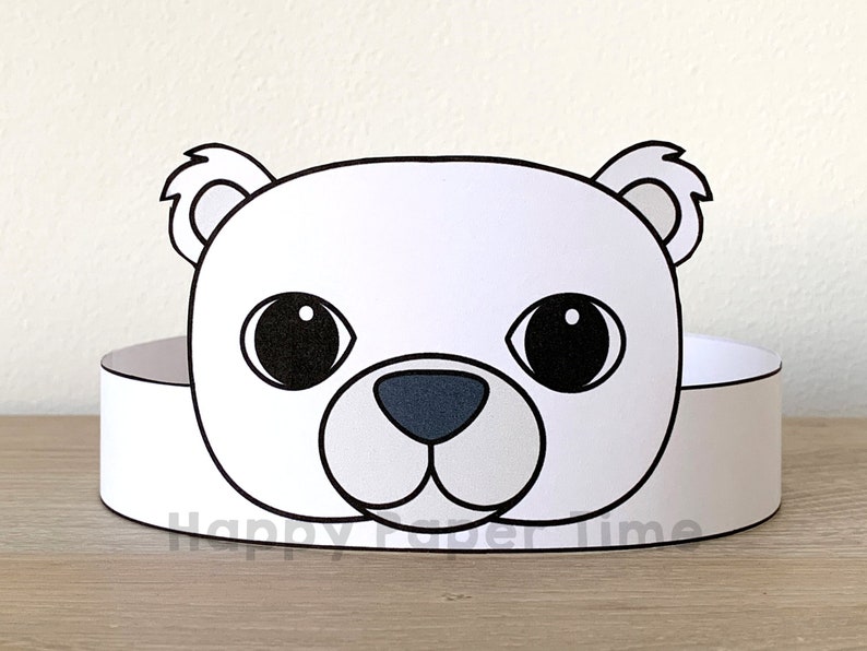 Polar Bear Paper Crown Party Coloring Paper Hat Printable Kids - Etsy