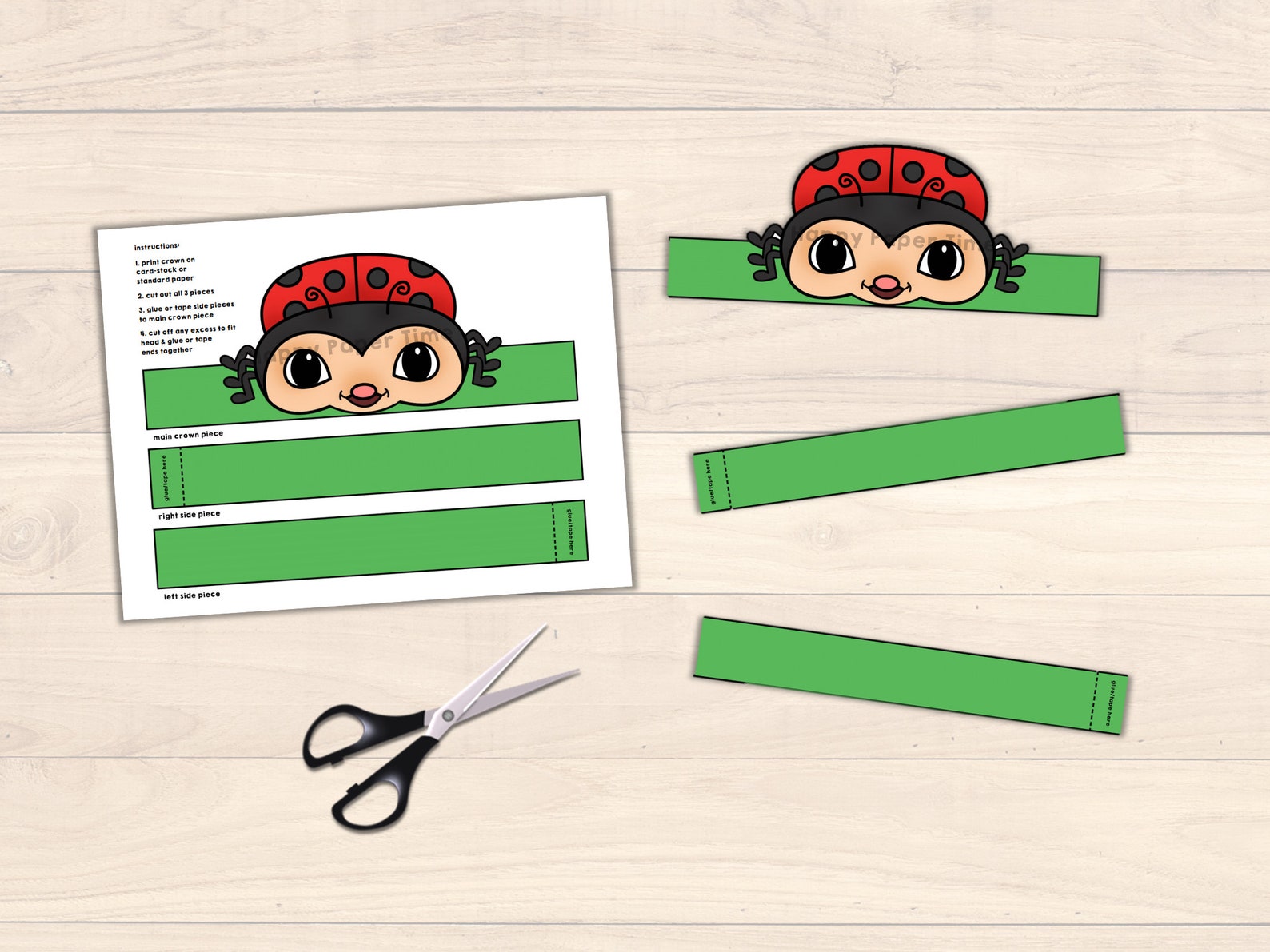 Ladybug Paper Crown Party Coloring Printable Kids Craft Insect - Etsy