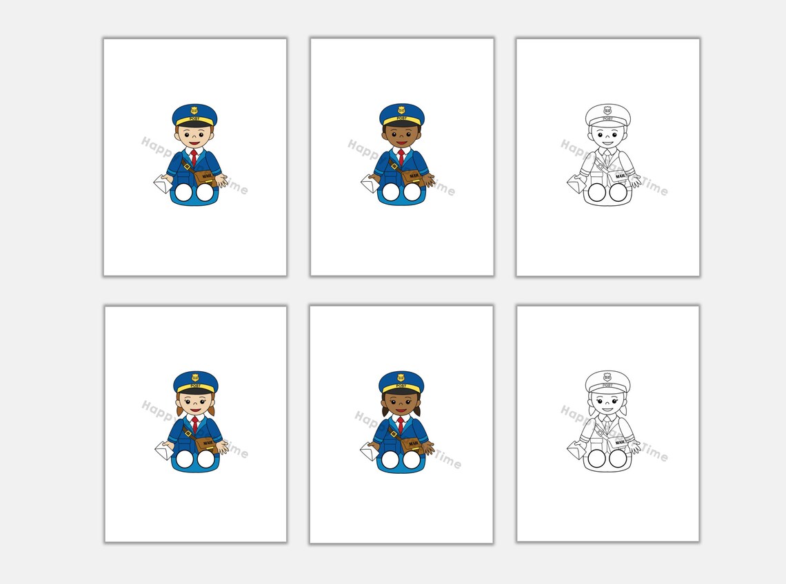 Postman Paper Craft Printable Community Helper Finger Puppet - Etsy