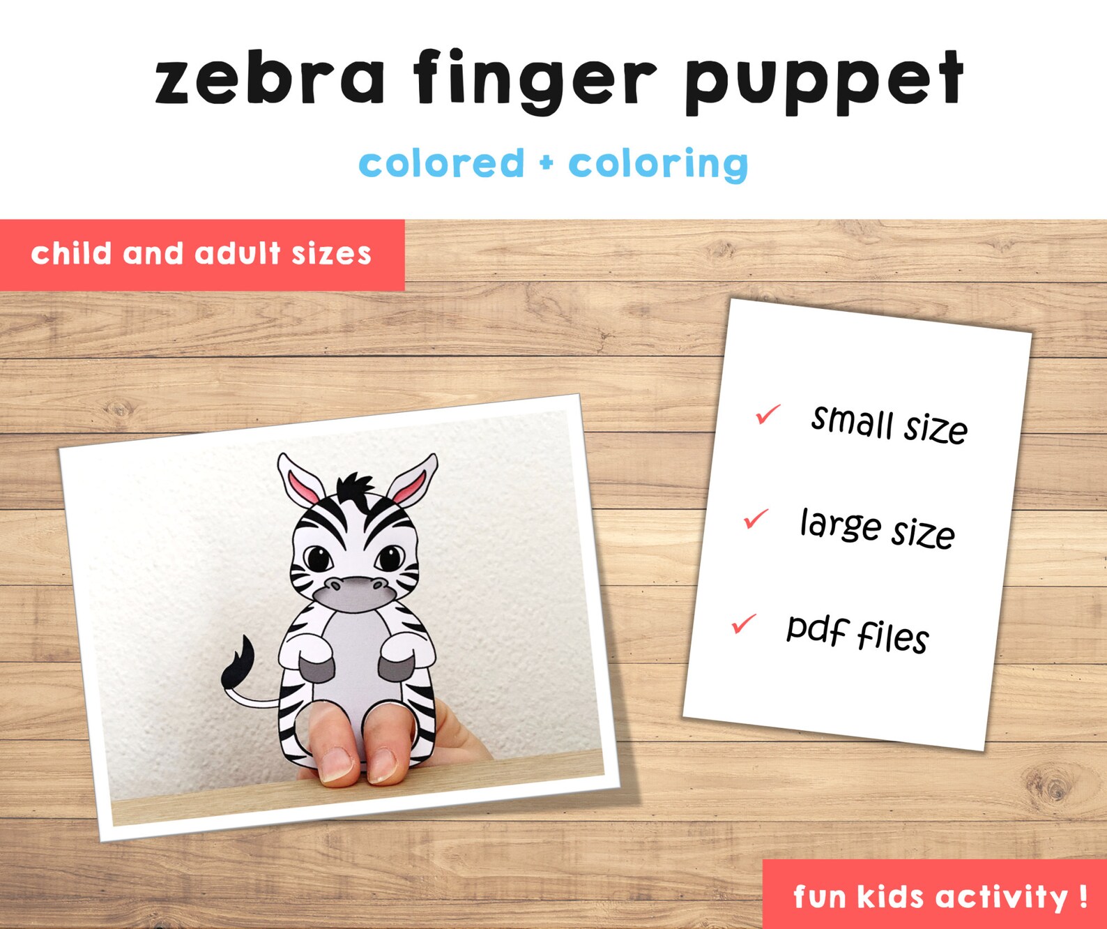 Zebra Paper Craft Printable African Animal Finger Puppet Kids Craft ...