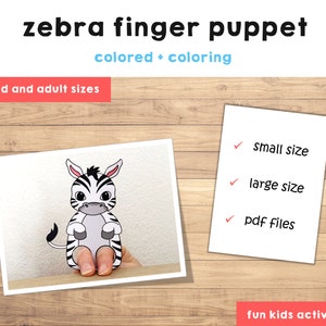 Zebra Paper Craft Printable African Animal Finger Puppet Kids Craft ...