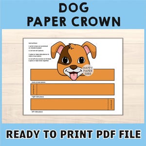 Dog Paper Crown Headband Pet Animal Printable Kids Craft Puppy Party ...