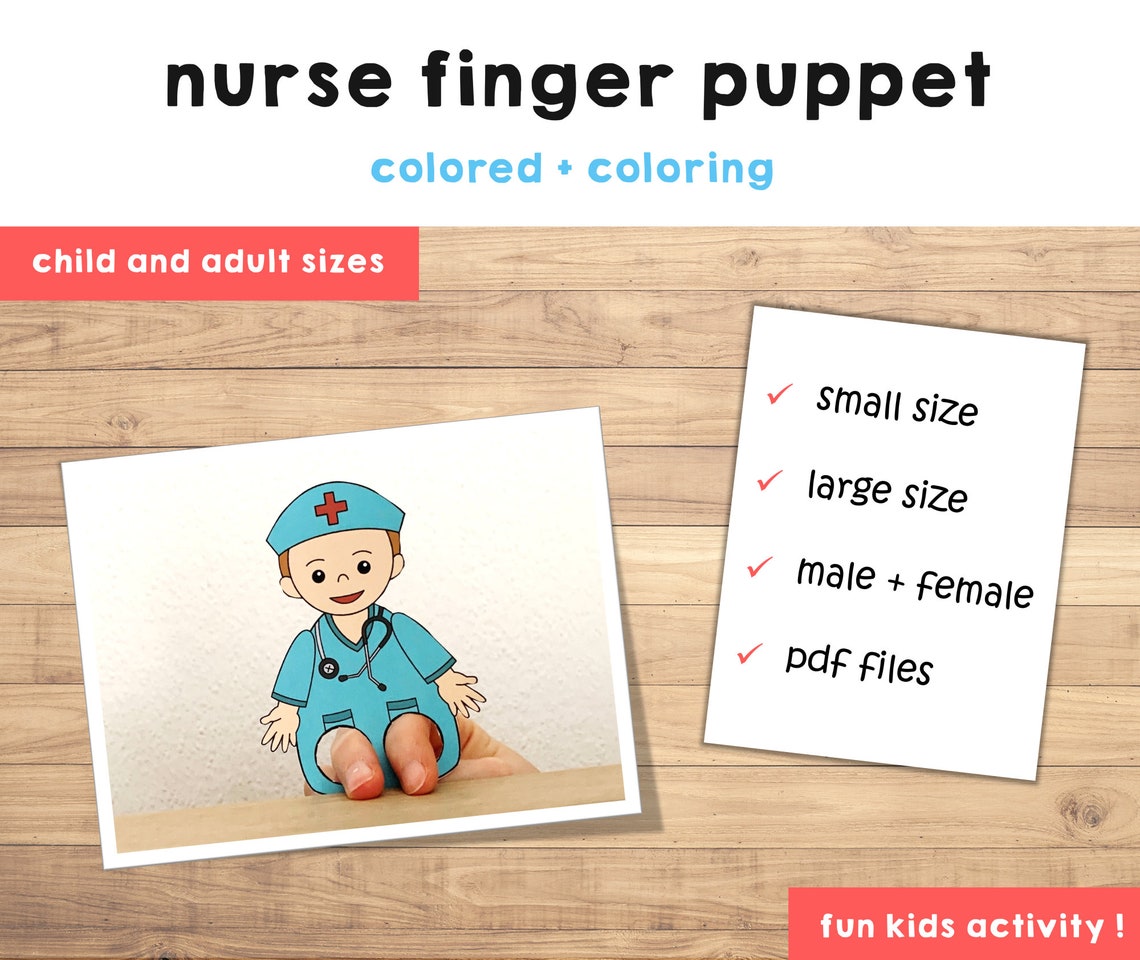 Nurse Paper Craft Printable Community Helper Finger Puppet - Etsy