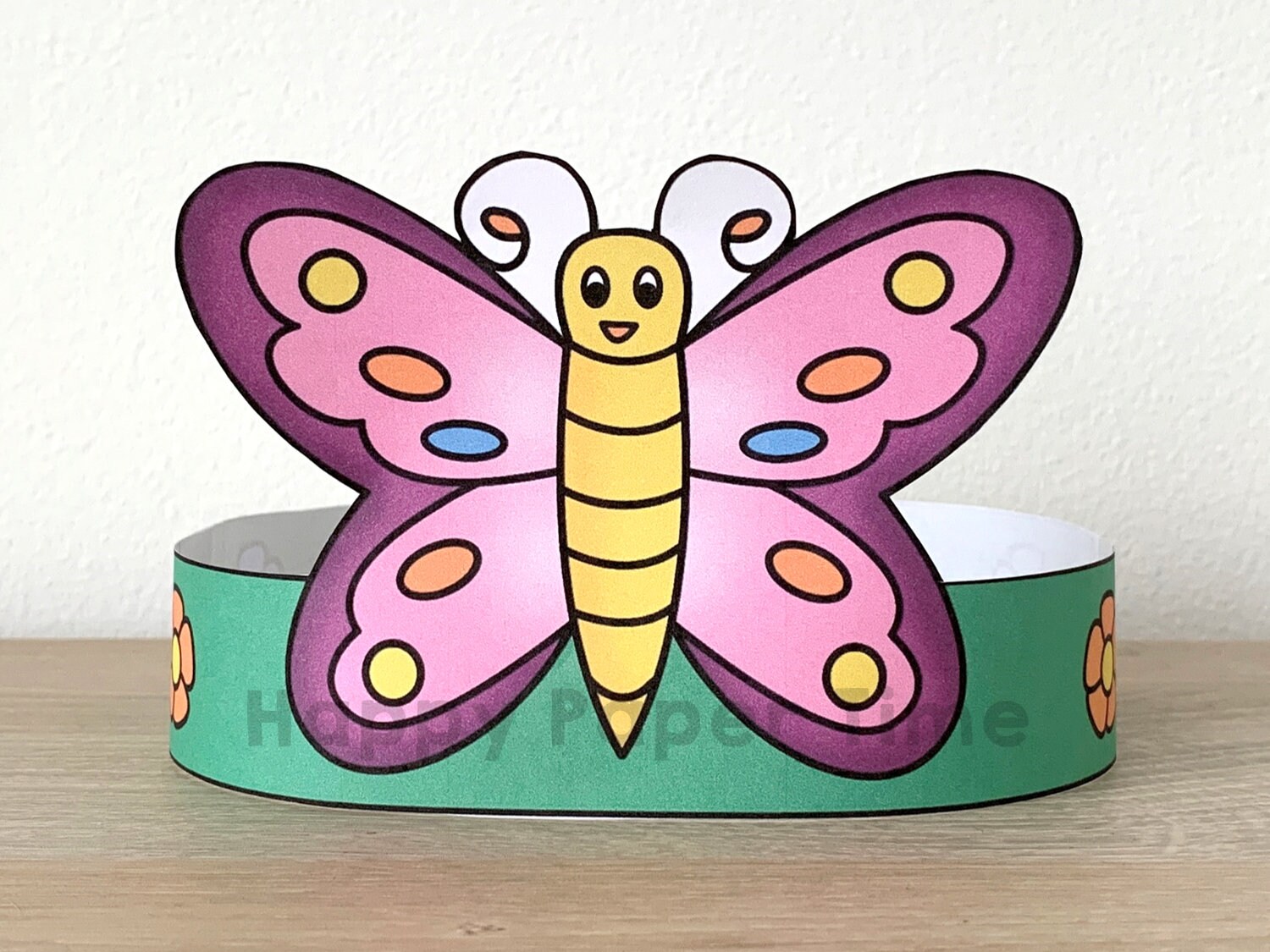 Butterfly Paper Crown Party Coloring Printable Kids Craft Cute - Etsy