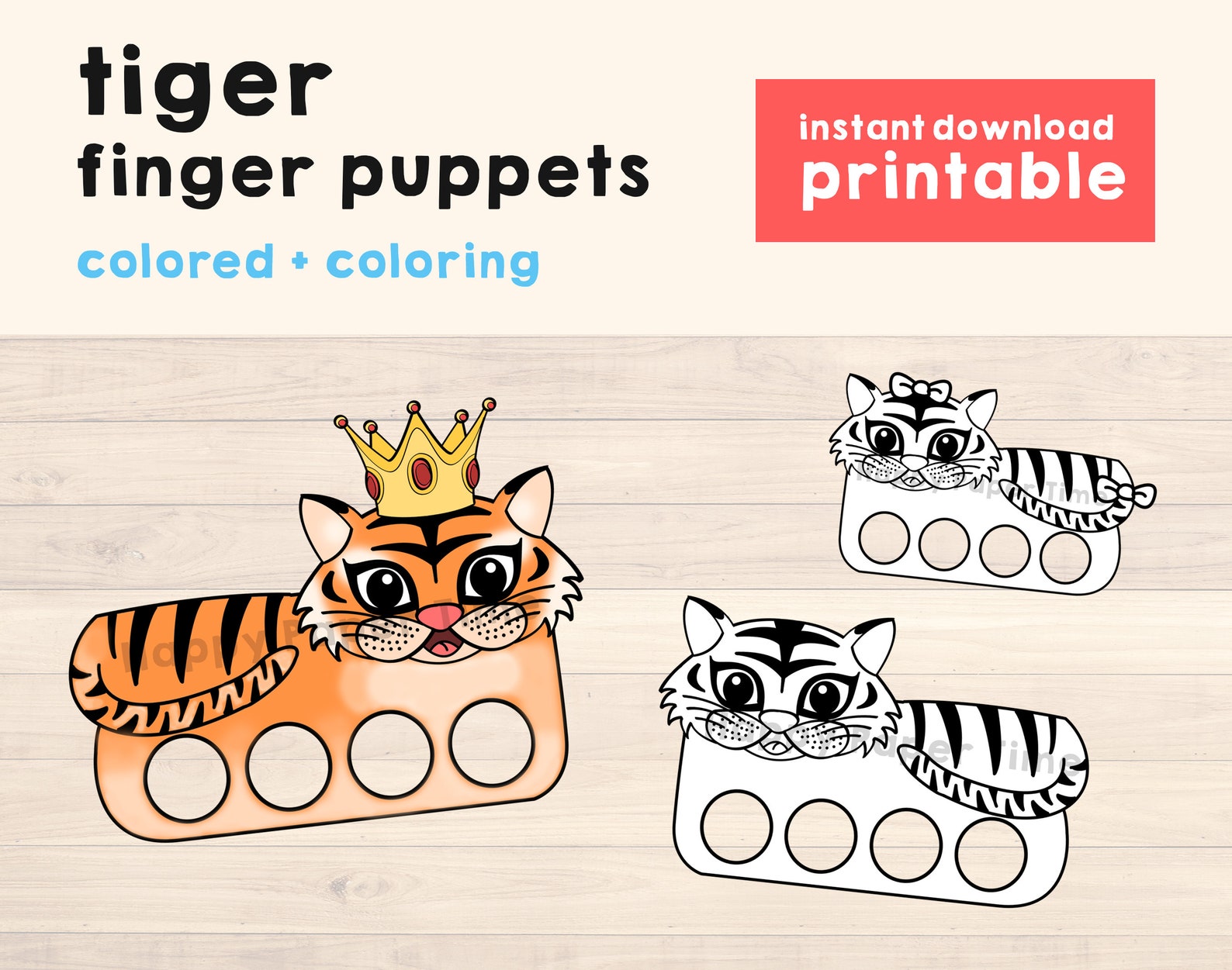Tiger Paper Craft Printable Finger Puppet Kids Craft Animal | Etsy