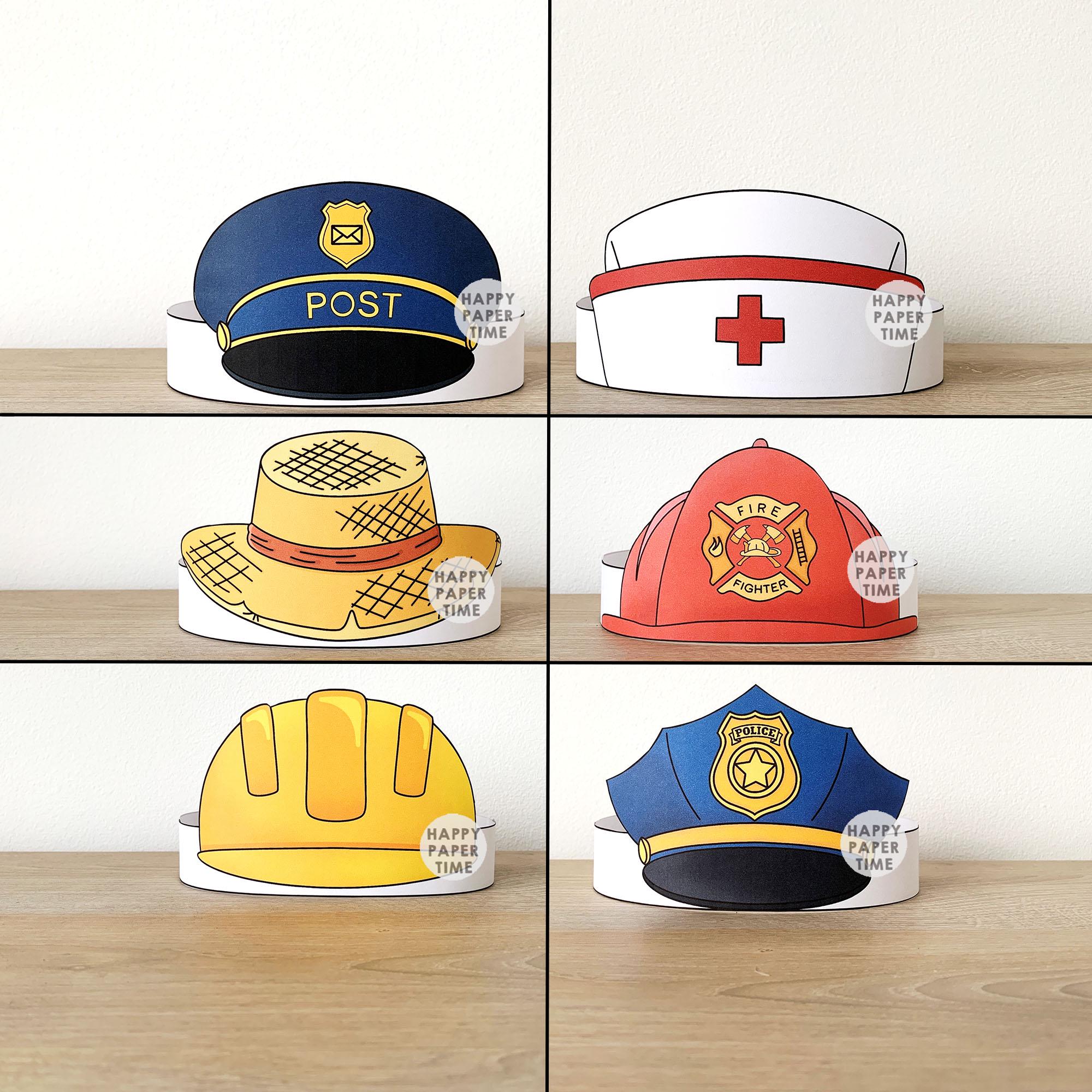 Community Helpers Paper Crowns Police Builder Farmer Nurse Mail Carrier ...
