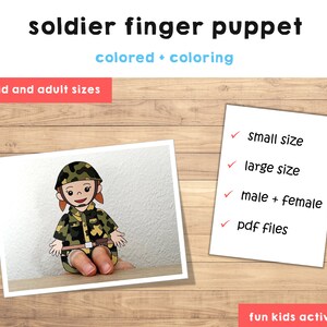 Soldier Paper Craft Printable Community Helper Finger Puppet Kids Craft ...