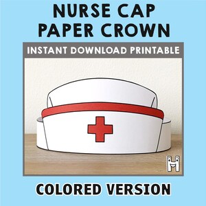 Nurse Cap Hat Paper Crown Party Coloring Printable Kids Craft Doctor ...
