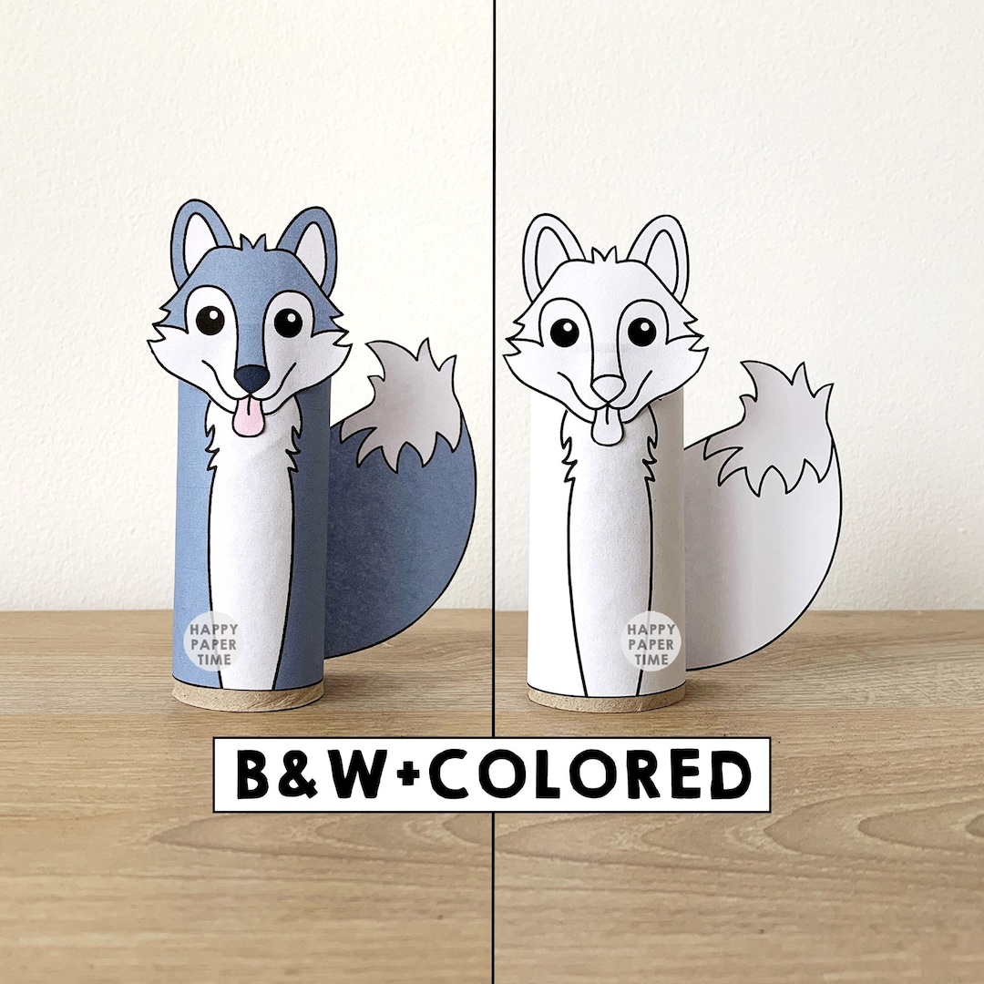 Wolf Toilet Paper Roll Craft Forest Woodland Party Coloring Printable ...