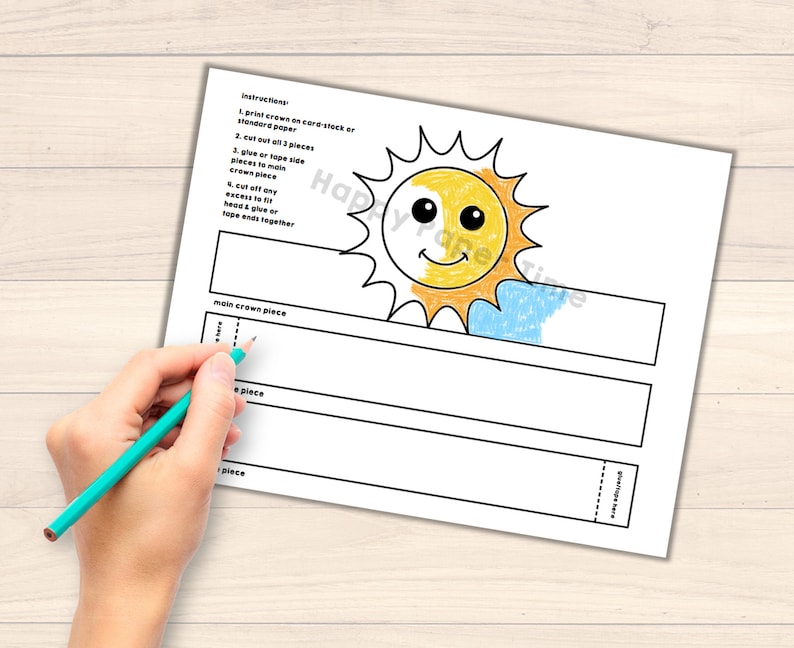 Sun Paper Crowns Astronomy Summer Spring Printable Kids Craft | Etsy