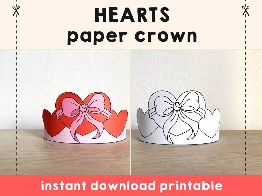 Hearts Valentine Paper Crown Party Activity Printable Kids Easy Craft ...