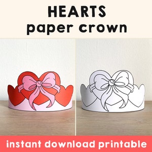 Hearts Valentine Paper Crown Party Activity Printable Kids Easy Craft ...