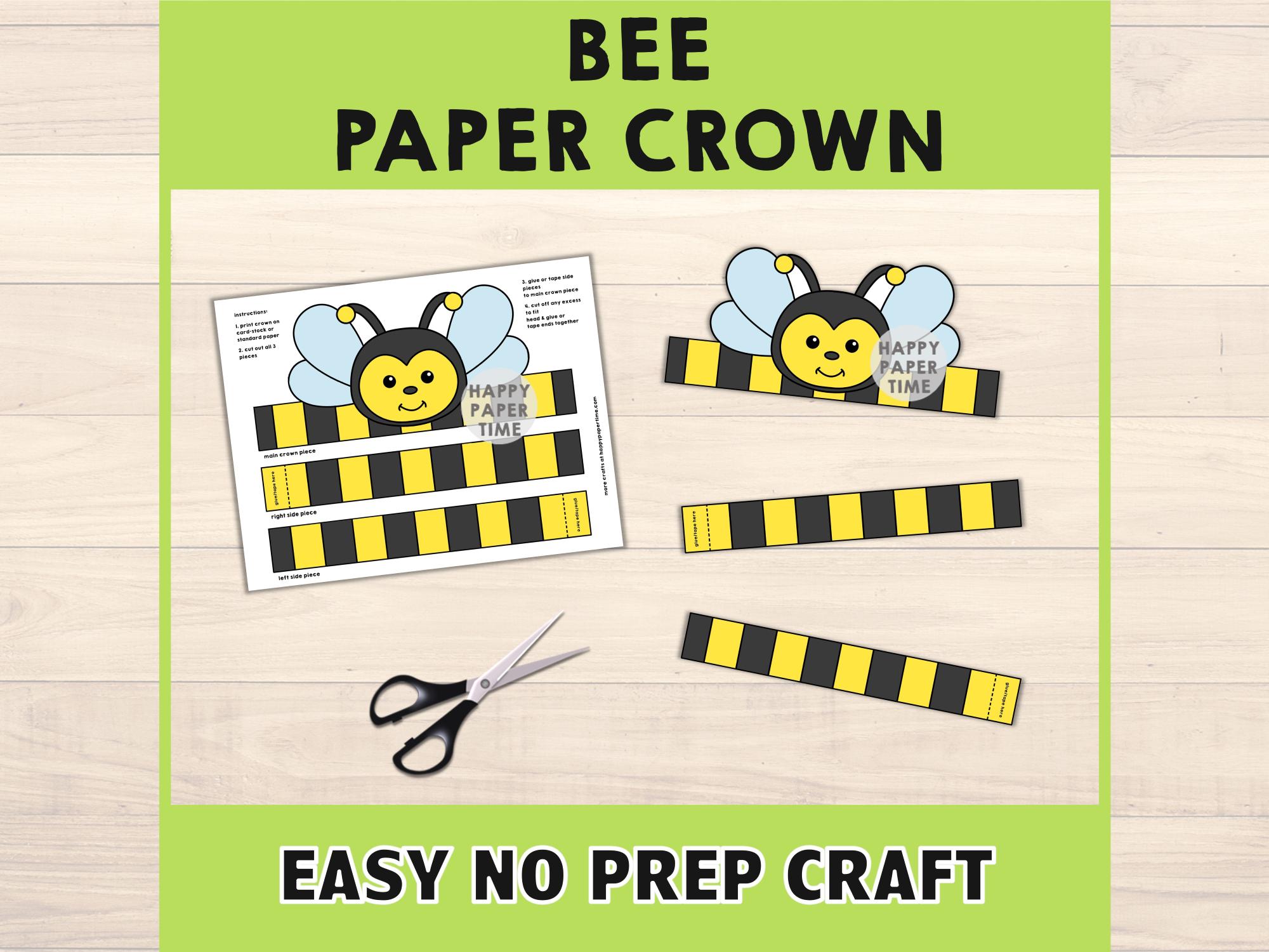 Bee Paper Crown Headband Craft Bugs Insects Party Activity Costume ...