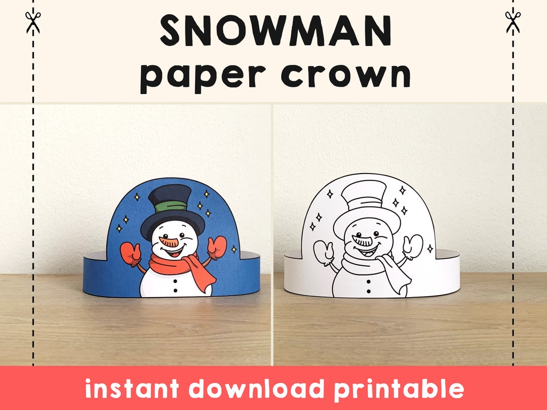 Snowman Paper Crown Hat Winter Holiday Party Coloring Printable Kids ...