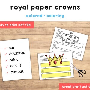 Princess Paper Crown Coloring Printable Kid Craft Princess Birthday ...