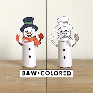 Snowman Toilet Paper Roll Craft Christmas Party Coloring Printable ...
