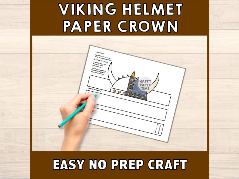 Viking Paper Crown Activity Printable Kids Craft Helmet Medieval ...