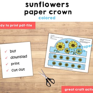 Sunflowers Summer Paper Crowns Printable Kids Craft Birthday Party ...