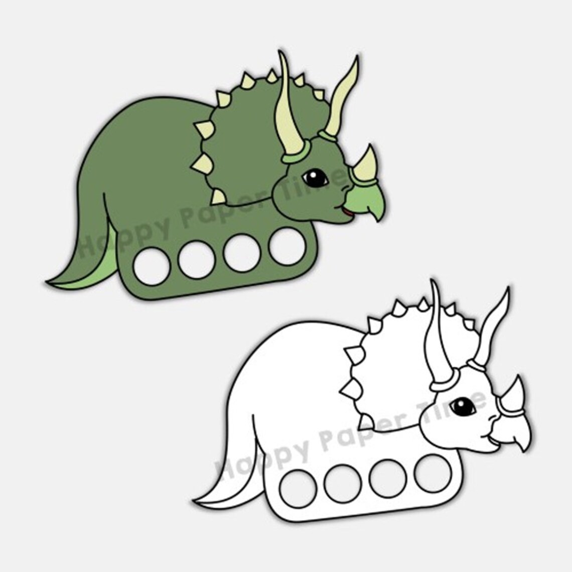 Dinosaur Triceratops Paper Craft Printable Finger Puppet Kids | Etsy