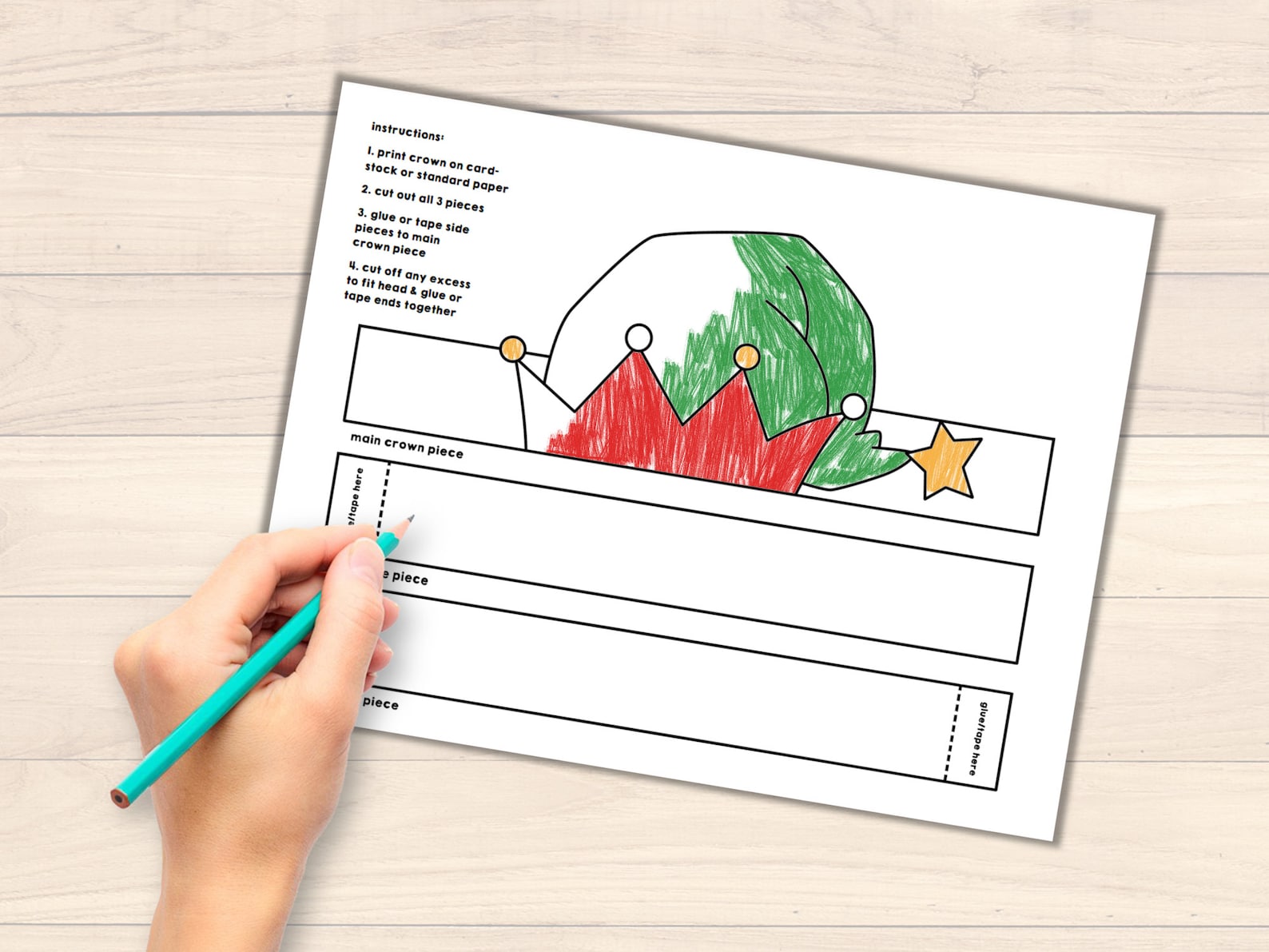 Christmas Elf Paper Crown Hat Winter Holiday Party Coloring - Etsy