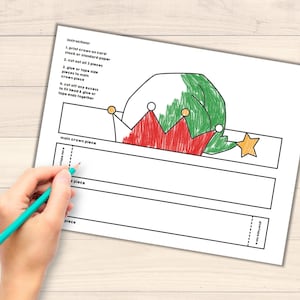 Christmas Elf Paper Crown Hat Winter Holiday Party Coloring Printable ...