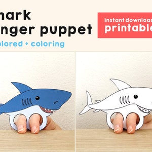 Shark Paper Craft Printable Ocean Animal Finger Puppet Kids - Etsy