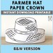 Farmer Straw Hat Gardener Paper Crown Party Coloring Printable Kids ...