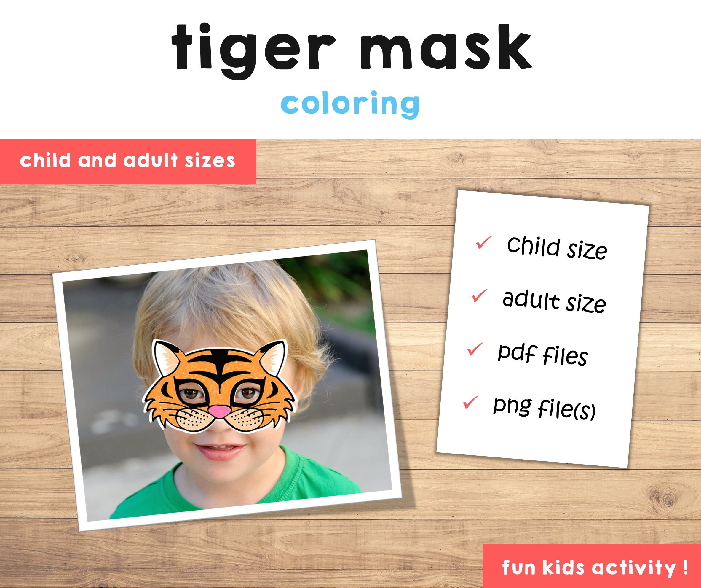Tiger mask printable Tiger costume mask Tiger party Jungle | Etsy