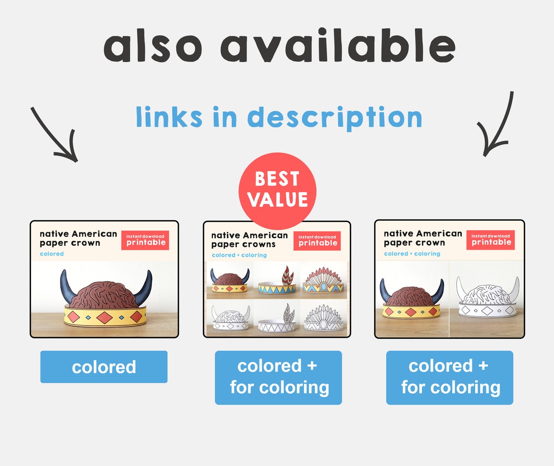 Native American Paper craft Bison Headdress Crown Party | Etsy