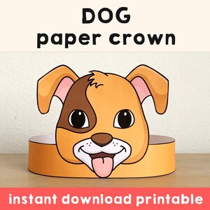 Dog Paper Crown Headband Pet Animal Printable Kids Craft Puppy Party ...
