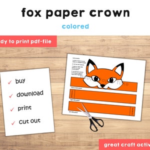 Fox Paper Crown Activity Printable Kids Craft Woodland Forest Birthday ...