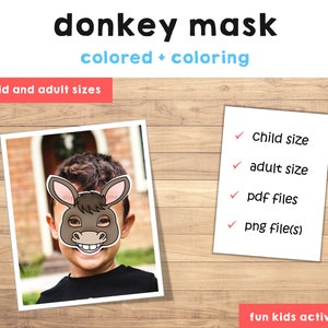 Donkey Mask Template Costume Kids Diy Farm Animal Party Fun Favor ...