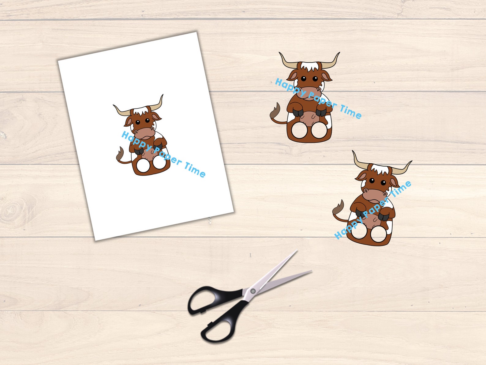 Longhorn Cow Paper Craft Printable Wild West Finger Puppet Kids Craft ...