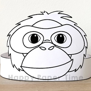 Orangutan Paper Crown Party Coloring Printable Kids Craft Jungle ...