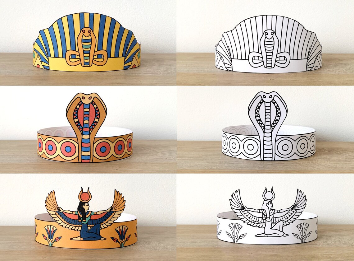 Ancient Egypt Paper Crowns Pharaoh Cobra Cleopatra Isis Scarab - Etsy