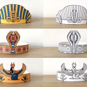 Ancient Egypt Paper Crowns Pharaoh Cobra Cleopatra Isis Scarab Cat Ankh ...