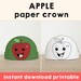 Apple Paper Crown Fruit Template Party Coloring Printable Kids Craft ...